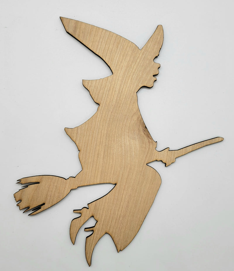 Witch on Broom Cutout – Viking Woodcrafts